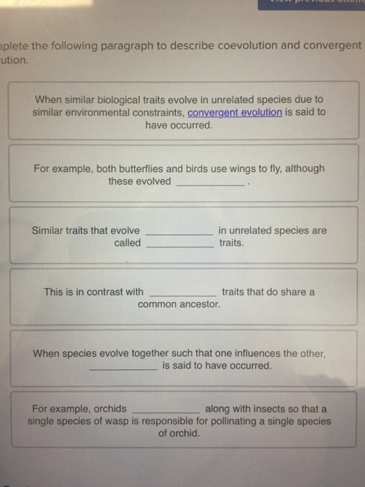 Solved plete the following paragraph to describe coevolution | Chegg.com