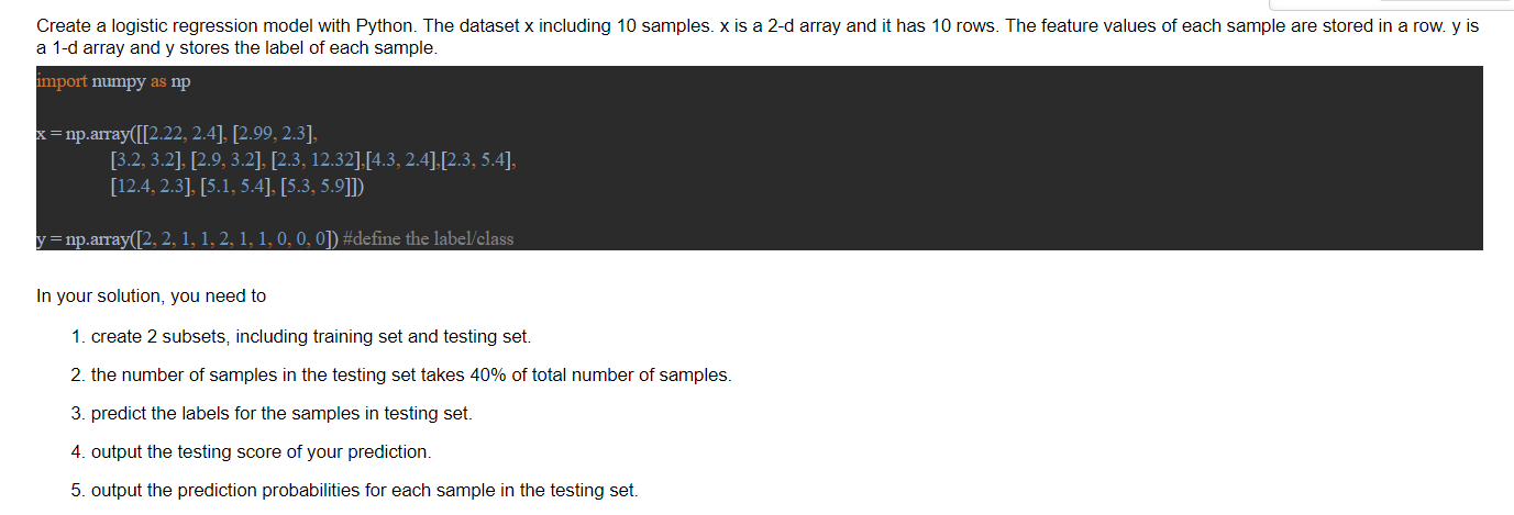 In your solution, you need to 1. create 2 subsets, | Chegg.com