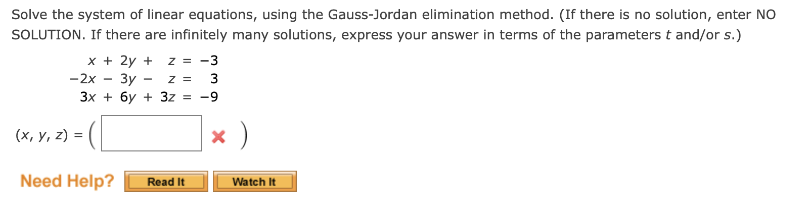 Solved Solve the system of linear equations, using the | Chegg.com
