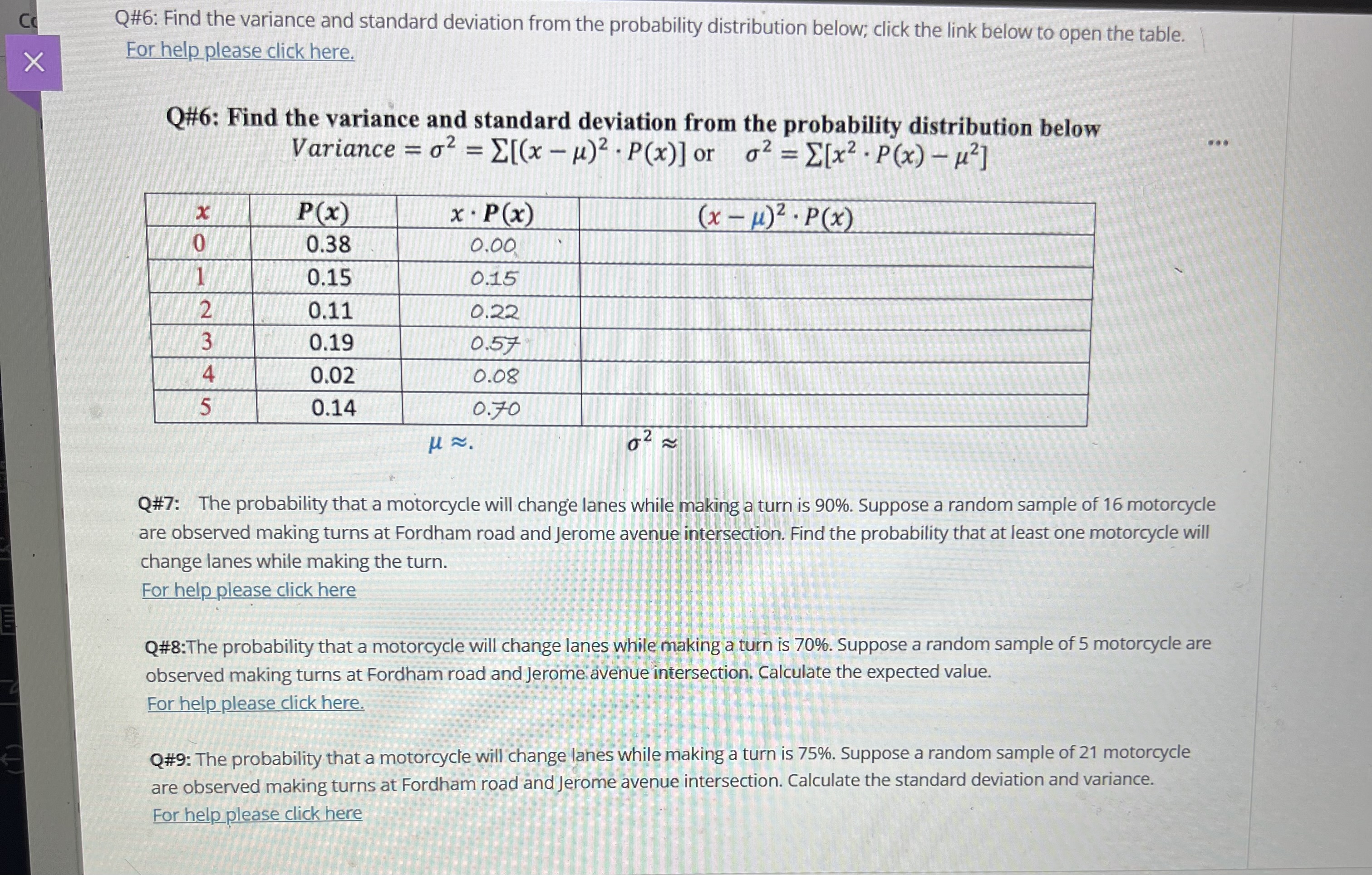Solved Q\#3: Create a Probability Distribution table then | Chegg.com