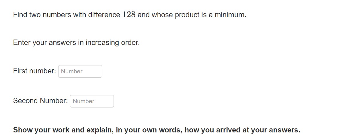 Solved Find two numbers with difference 128 and whose | Chegg.com