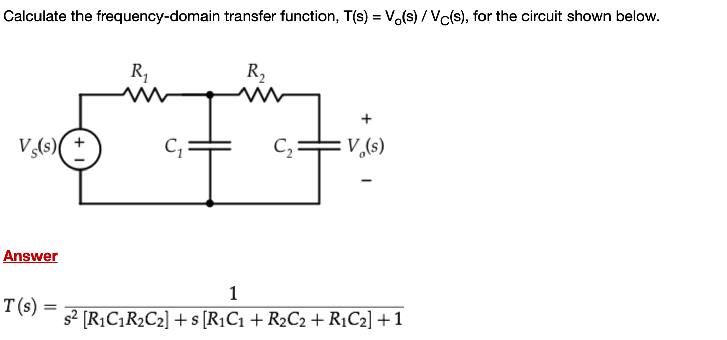 Solved Calculate the frequency-domain transfer function, | Chegg.com