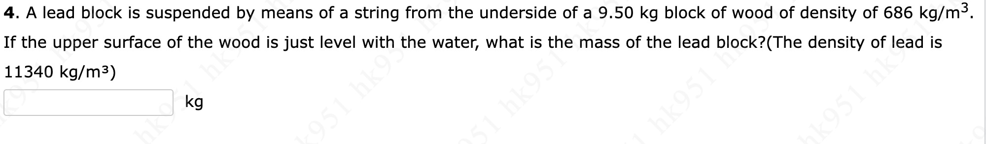Solved 4. A lead block is suspended by means of a string | Chegg.com