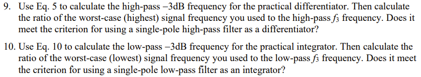 Solved 9. Use Eq. 5 to calculate the high-pass -3dB | Chegg.com