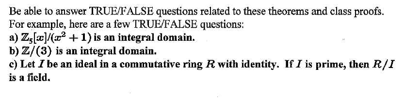 Solved Be able to answer TRUE/FALSE questions related to | Chegg.com