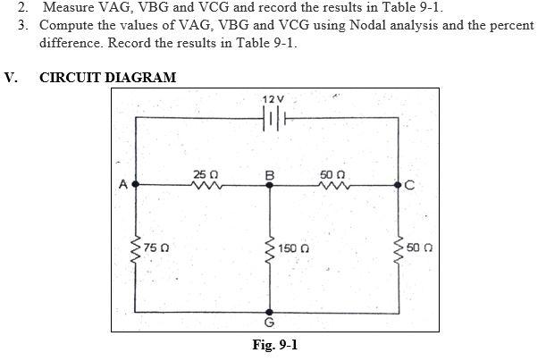 Solved 2. Measure VAG, VBG and VCG and record the results in | Chegg.com
