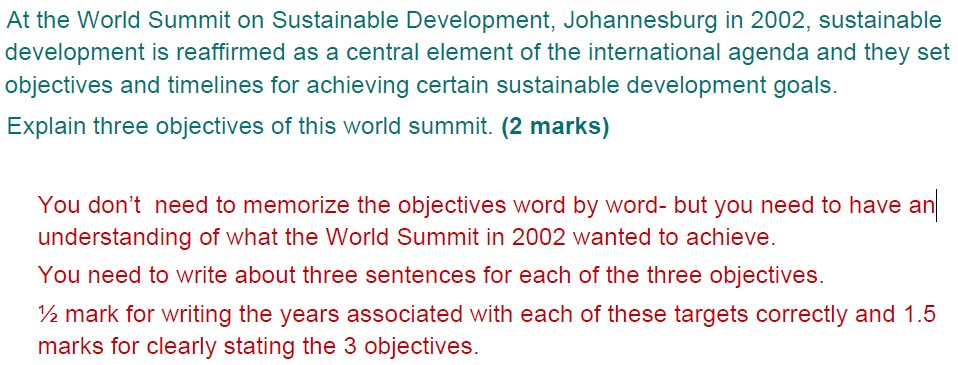 At the World Summit on Sustainable Development, | Chegg.com