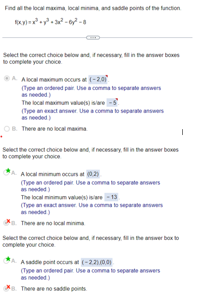 Solved Find all the local maxima, local minima, and saddle | Chegg.com
