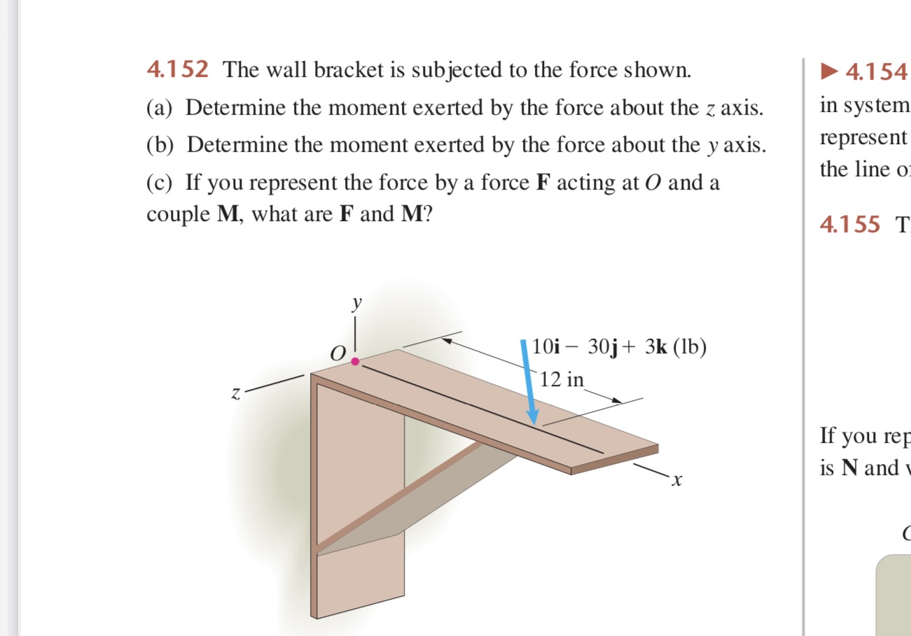 Solved 4.152 The wall bracket is subjected to the force | Chegg.com