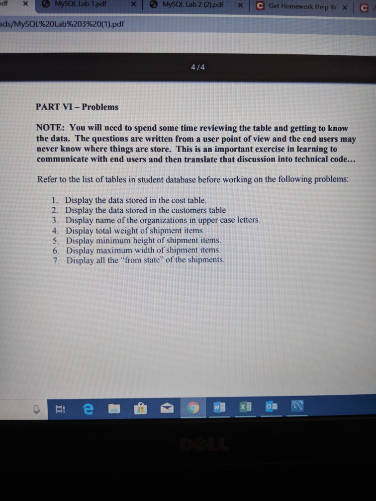 Solved MySQL Lab 1.pdf df MYSQL Lab 2 (2),pdf C Get Homework | Chegg.com