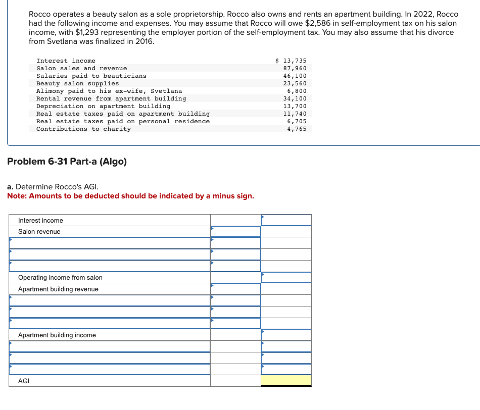 Solved Rocco operates a beauty salon as a sole | Chegg.com