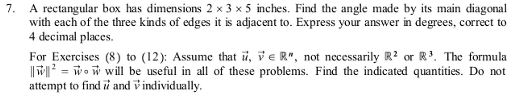 Solved A rectangular box has dimensions 2×3×5 inches. Find | Chegg.com