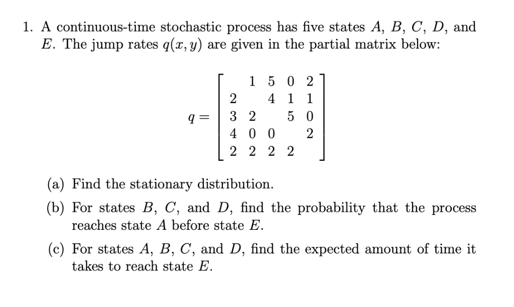 1. A continuous-time stochastic process has five | Chegg.com