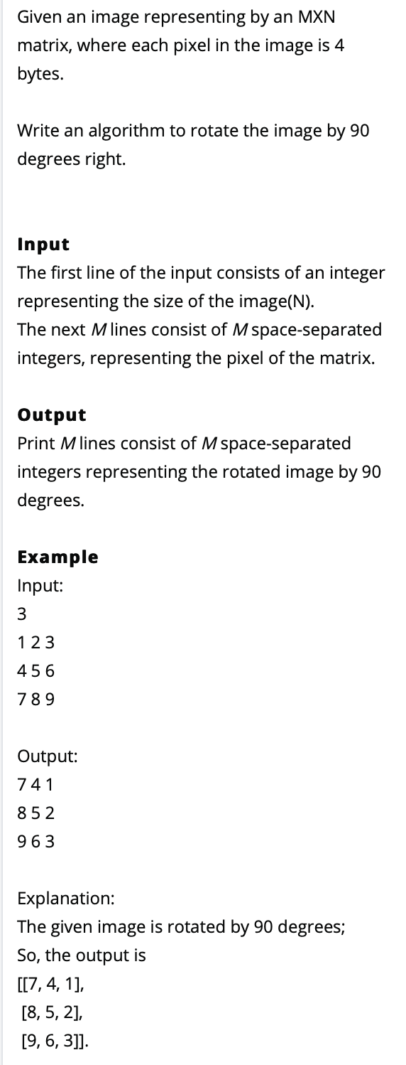 Solved Given an image representing by an MXN matrix, where | Chegg.com