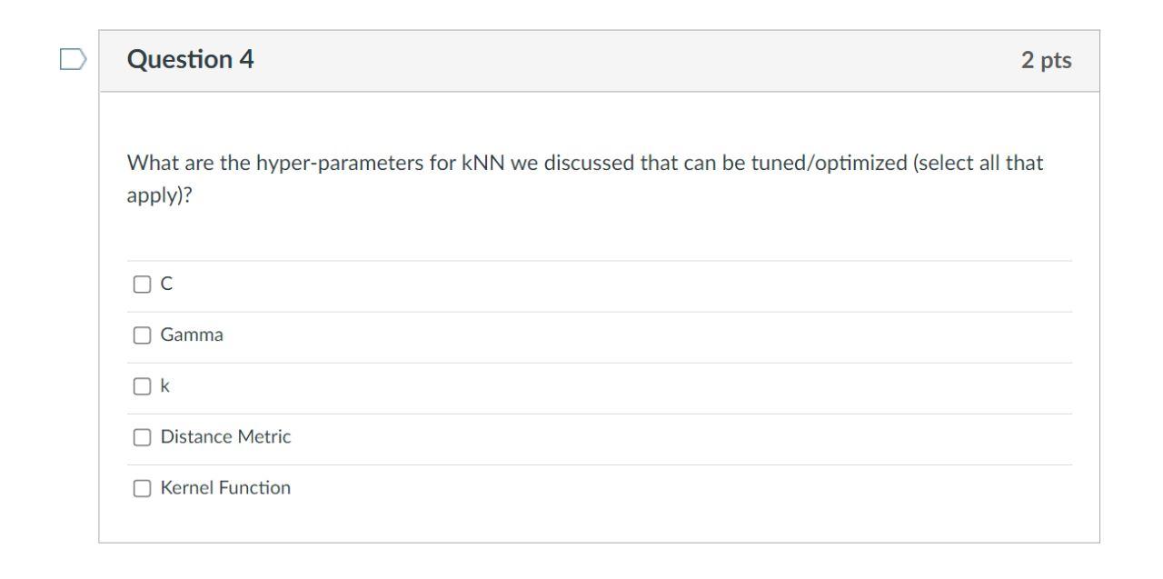 Solved What are the hyper-parameters for kNN we discussed | Chegg.com Solved What are the hyper-parameters for kNN we discussed | Chegg.com