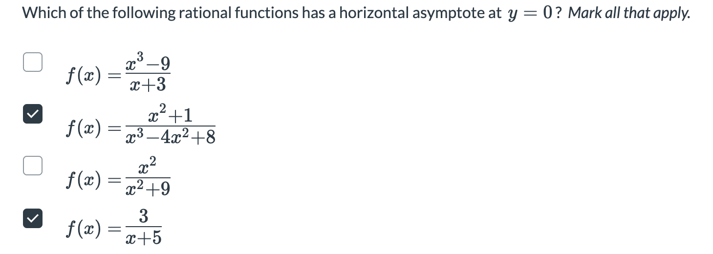 Solved Which Of The Following Rational Functions Has A Chegg