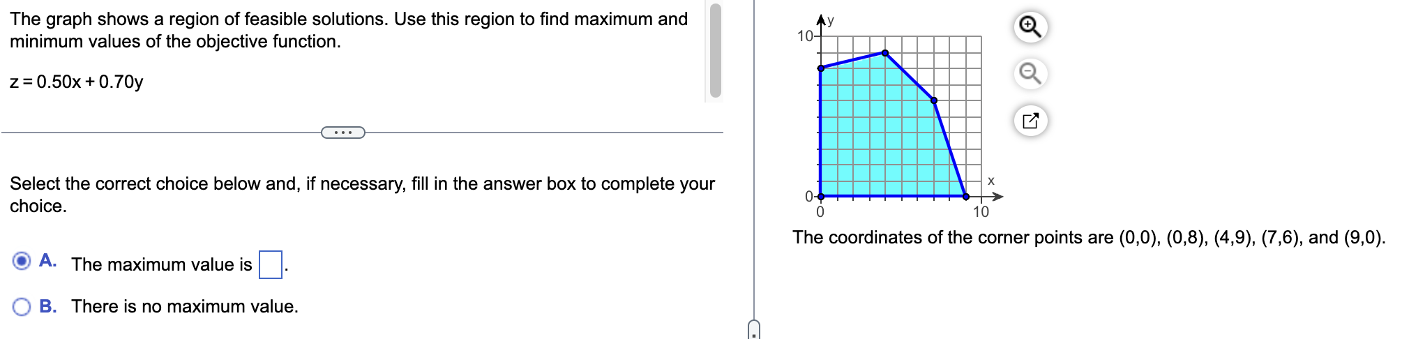 Solved The graph shows a region of feasible solutions. Use | Chegg.com