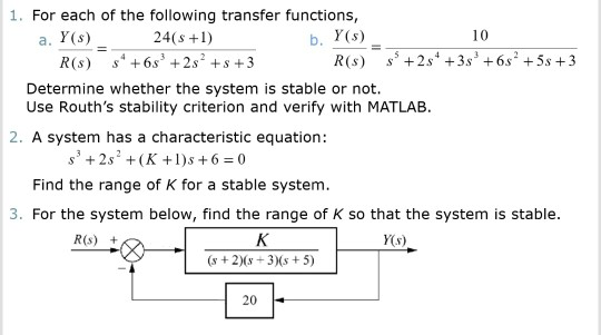 Solved 1. For each of the following transfer functions, a. | Chegg.com