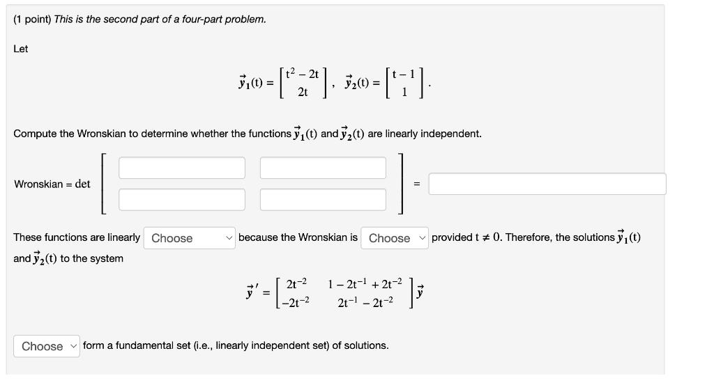 Solved (1 point) This is the second part of a four-part | Chegg.com