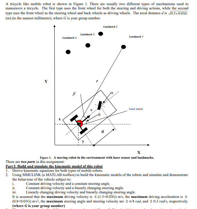 Solved A tricycle like mobile robot is shown in Figure 1. | Chegg.com