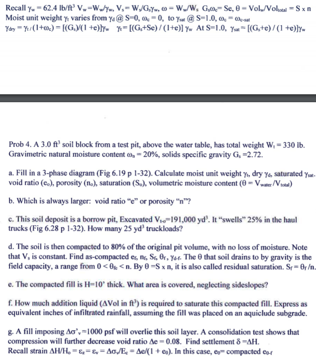 Solved TRANSPORT Excavate Compact BANK LOOSB COMPACTED | Chegg.com