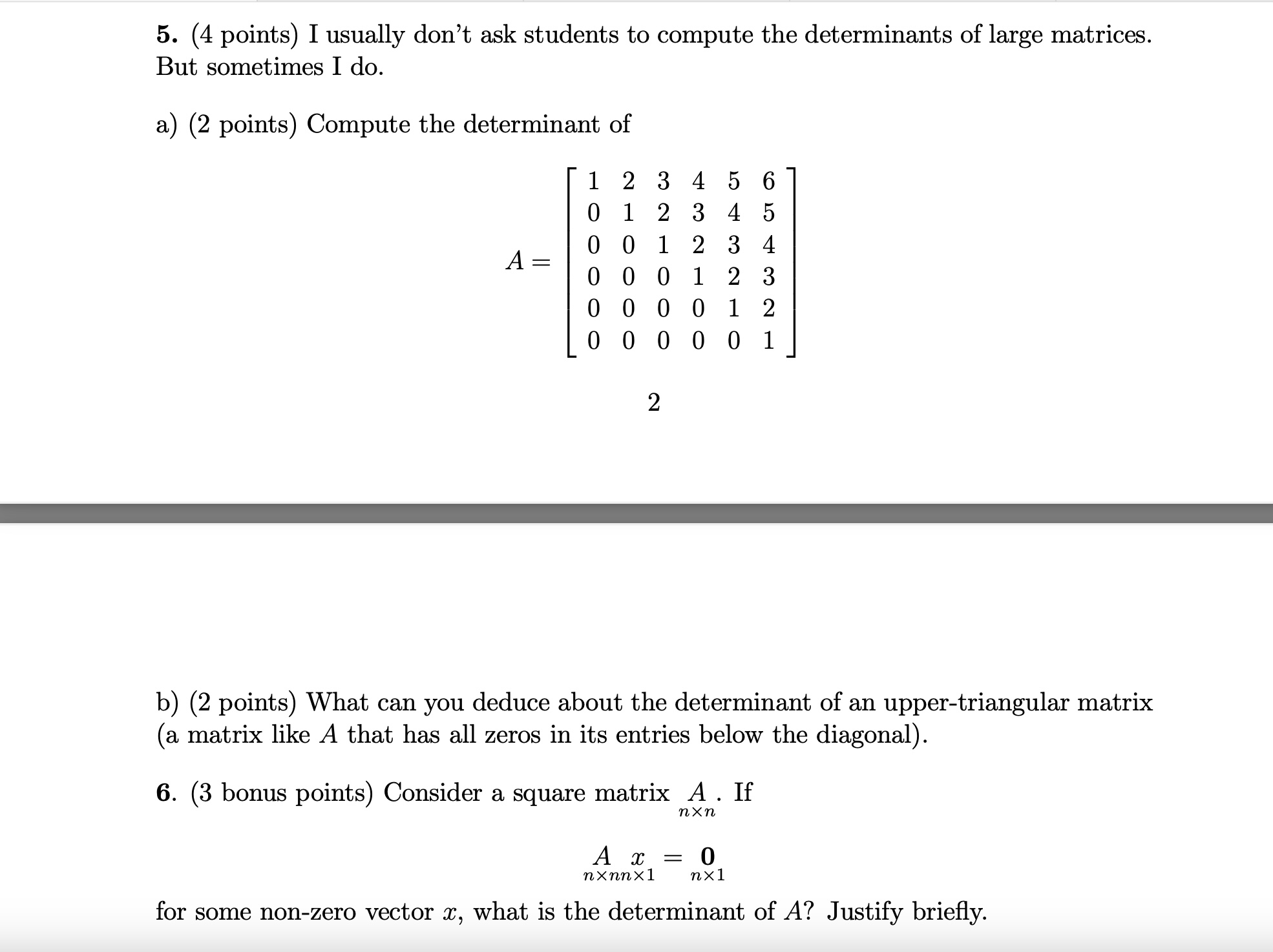 Solved 5. (4 points) I usually don't ask students to compute | Chegg.com