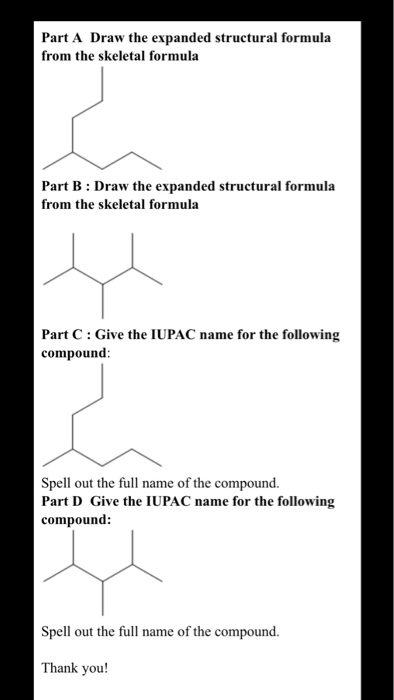 Solved Part A Draw the expanded structural formula from the | Chegg.com