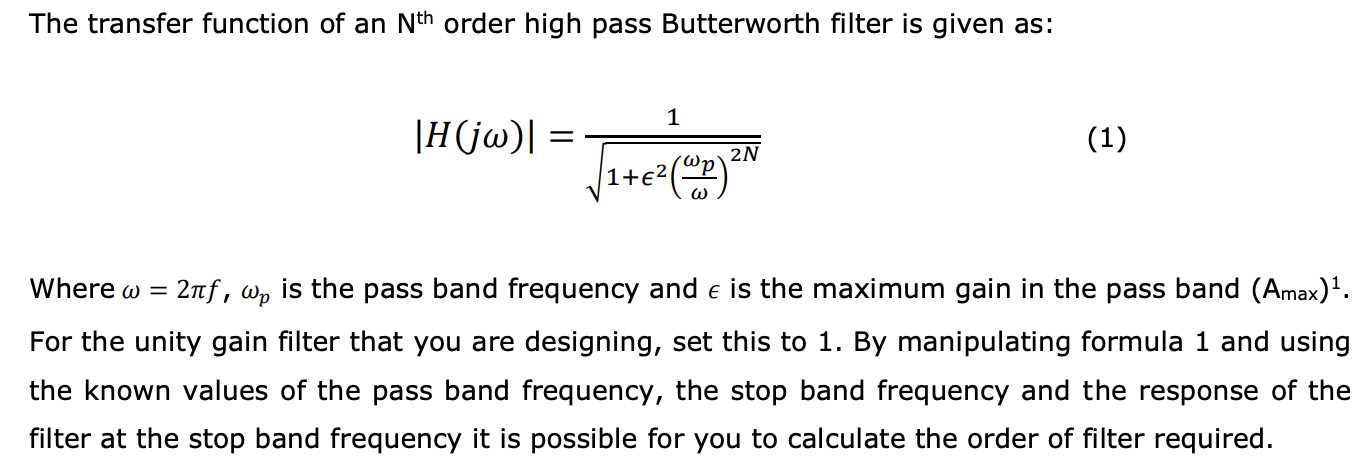I want to design a high pass Butterworth filter using | Chegg.com