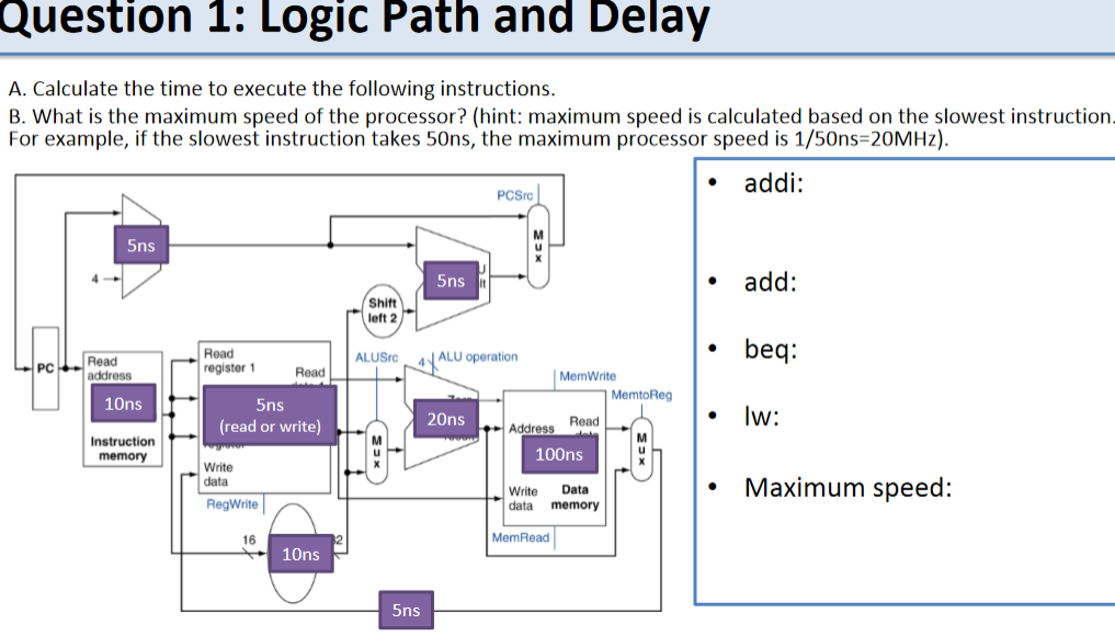 Solved Question 1: Logic Path and Delay A. Calculate the | Chegg.com
