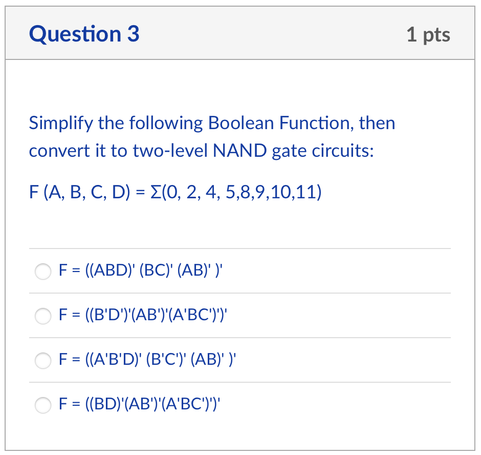 Solved Simplify the following Boolean Function, then convert | Chegg.com