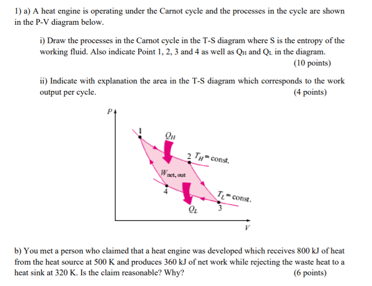 Solved 1) a) A heat engine is operating under the Carnot | Chegg.com