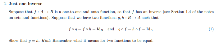 Solved Suppose that f:A→B is a one-to-one and onto function, | Chegg.com