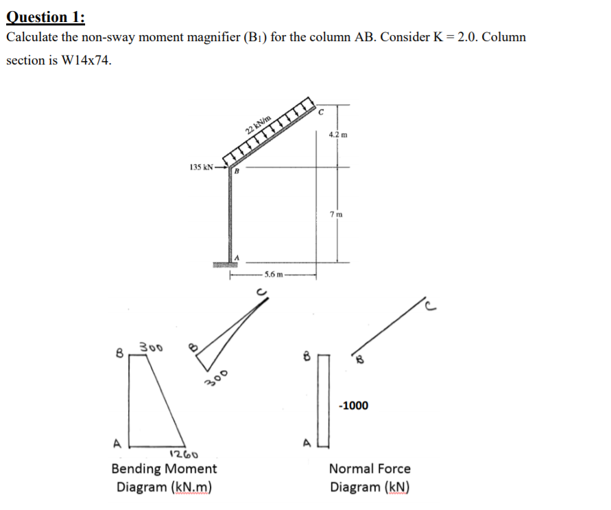 Question 1: Calculate the non-sway moment magnifier | Chegg.com