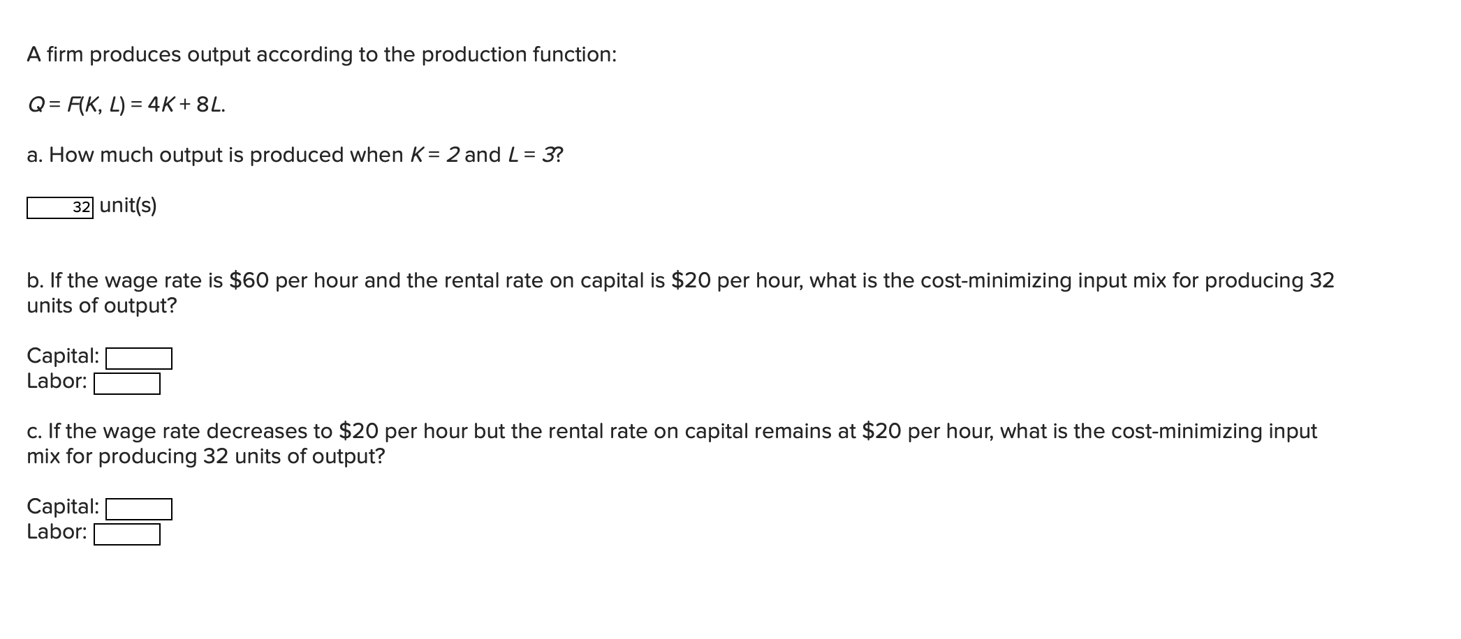 Solved A firm produces output according to the production | Chegg.com
