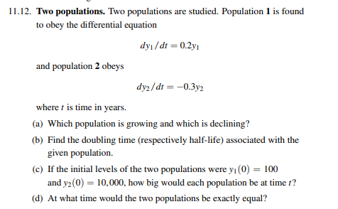 Solved 11.12. Two populations. Two populations are studied. | Chegg.com
