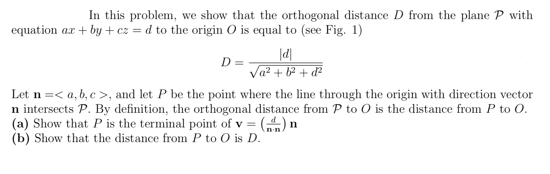 Solved In this problem, we show that the orthogonal distance | Chegg.com