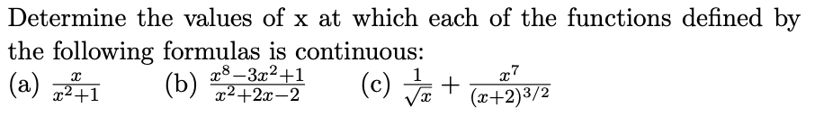 Solved Determine the values of x at which each of the | Chegg.com
