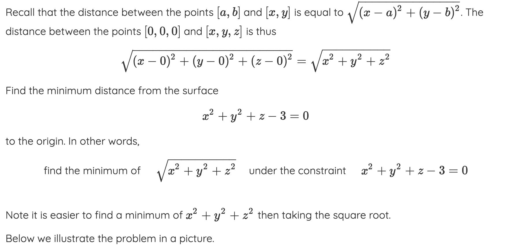 Solved Recall that the distance between the points [a,b] and | Chegg.com