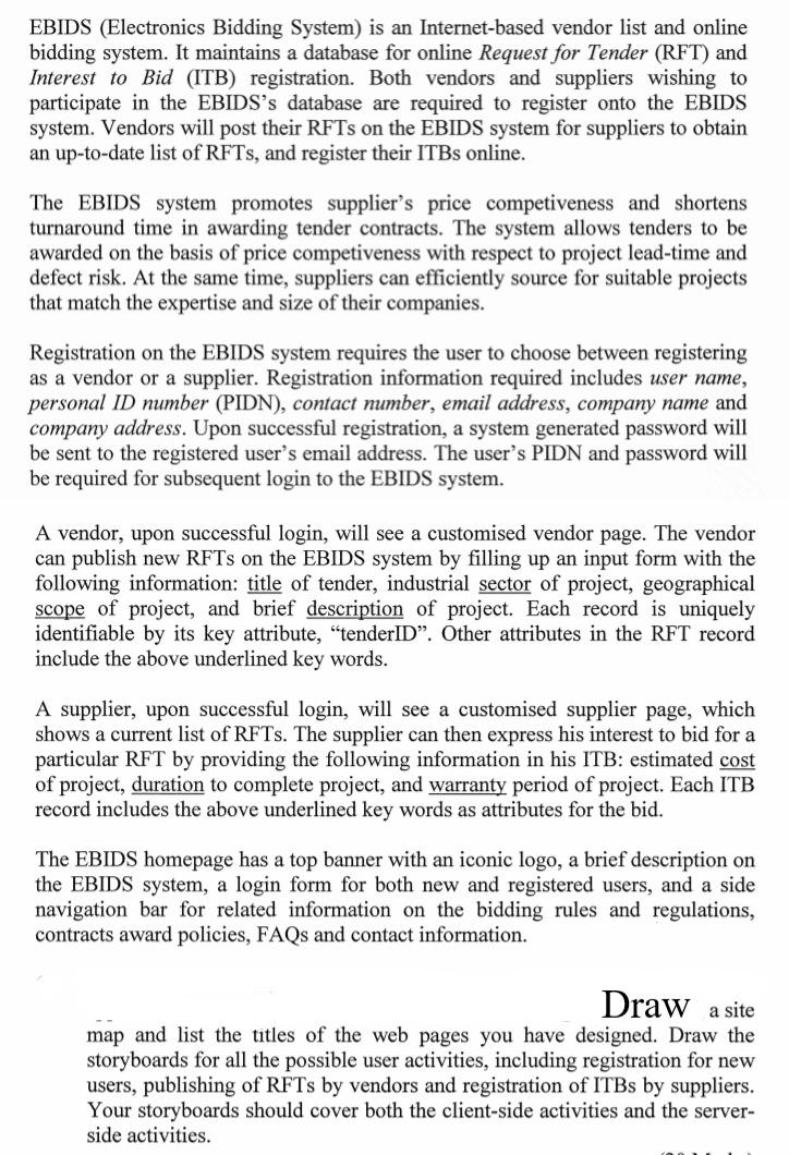 EBIDS (Electronics Bidding System) is an | Chegg.com