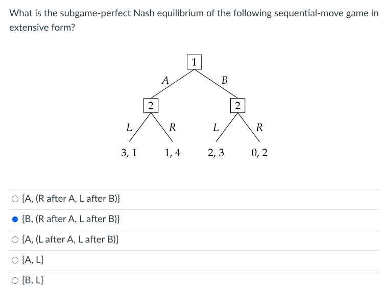 Solved What is the subgame-perfect Nash equilibrium of the | Chegg.com