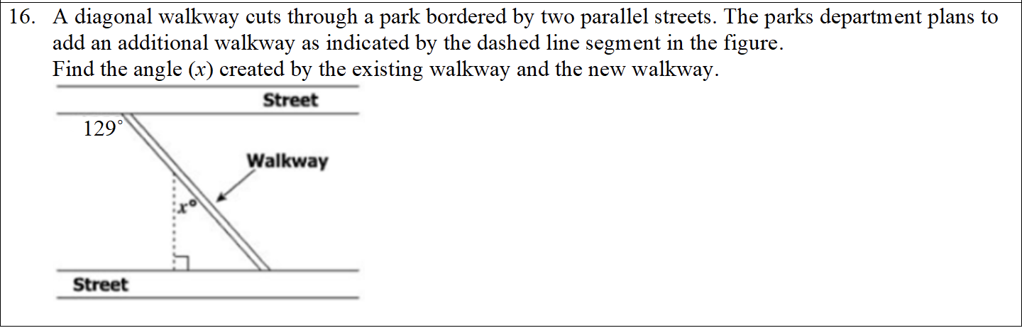 Solved 16. A diagonal walkway cuts through a park bordered | Chegg.com