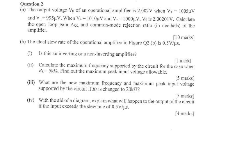 (a) The output voltage V0 of an operational amplifier | Chegg.com