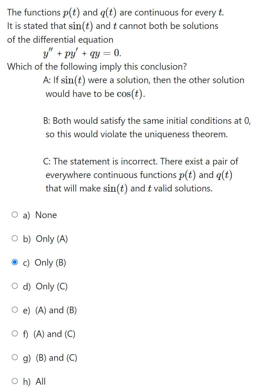 Solved The functions p(t) and q(t) are continuous for every | Chegg.com
