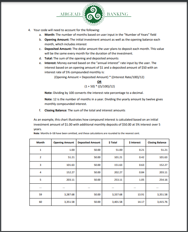 Solved Airgead Banking App Functional Requirements 1