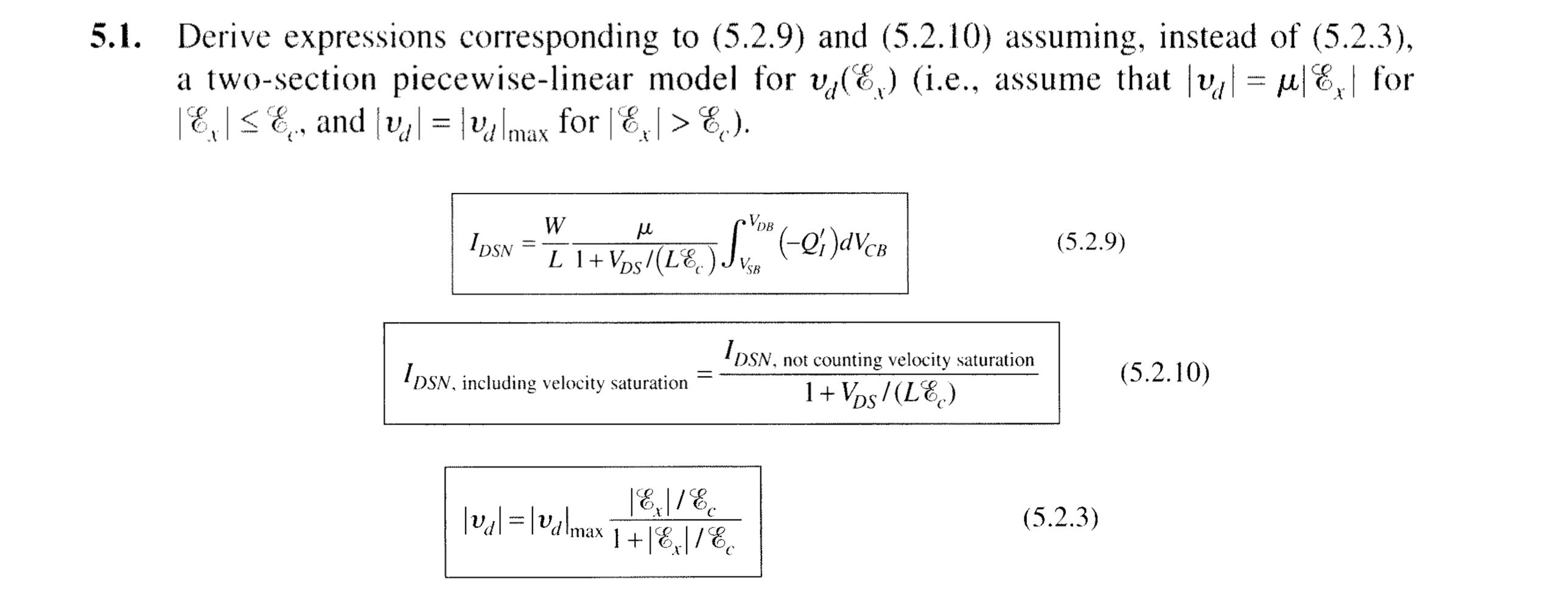 1. Derive expressions corresponding to (5.2.9) and | Chegg.com