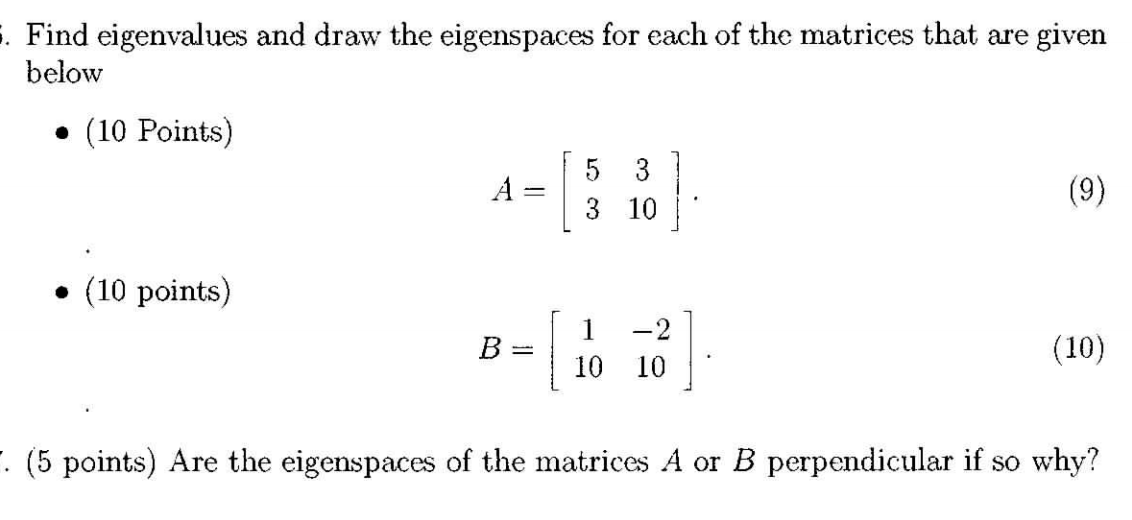 Solved . Find eigenvalues and draw the eigenspaces for each | Chegg.com