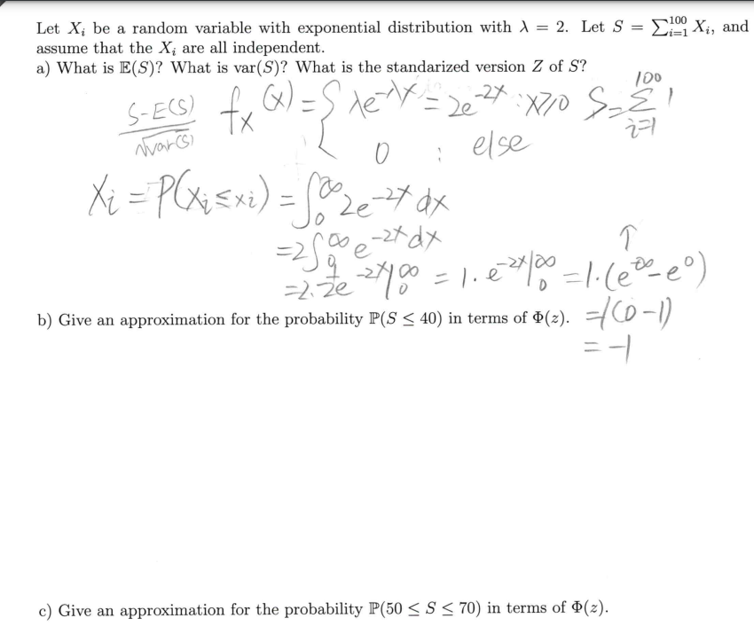 Solved Let Xi be a random variable with exponential | Chegg.com