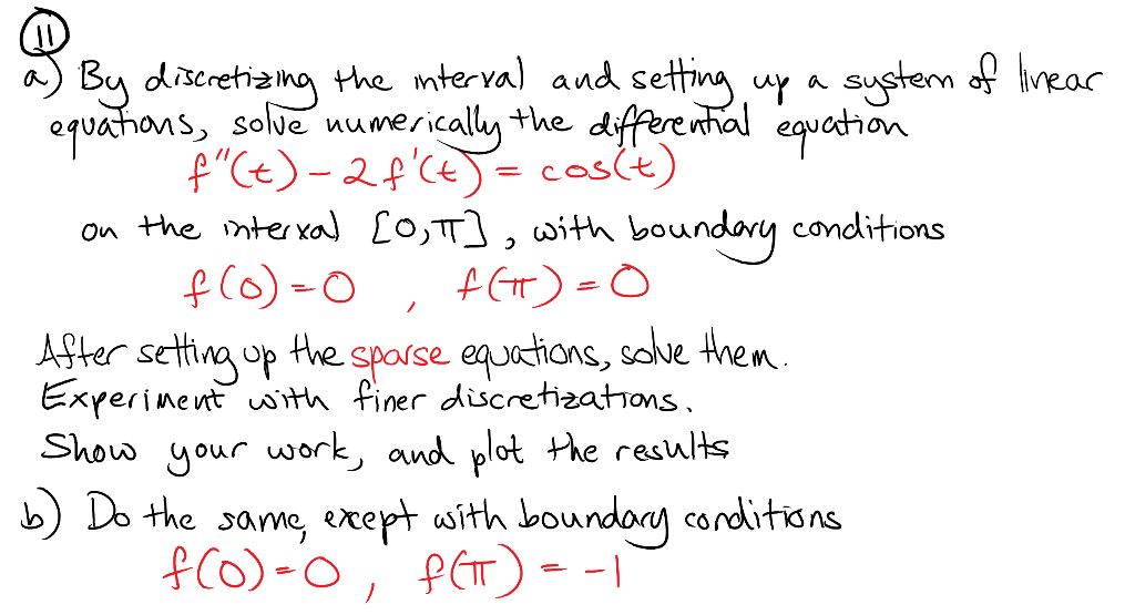 Solved y By discretizing the mterval and setting up a system | Chegg.com