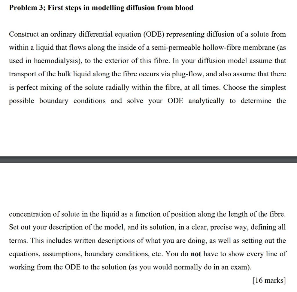 Solved Problem 3; First steps in modelling diffusion from | Chegg.com