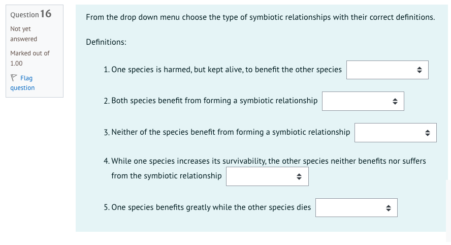 Solved the answers can be only one of these 4: Mutualism, | Chegg.com